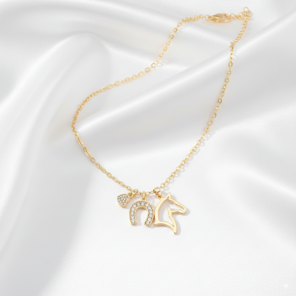 Collier Cheval 3 Pendentifs couleur Or ou Argent | Univers Cheval